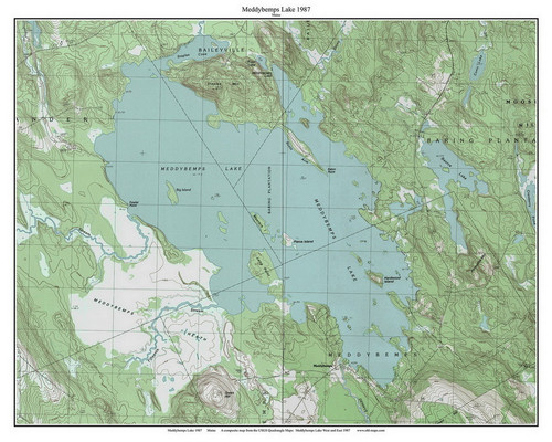 Meddybemps Lake 1987 - Custom USGS Old Topo Map - Maine - Cooper ...