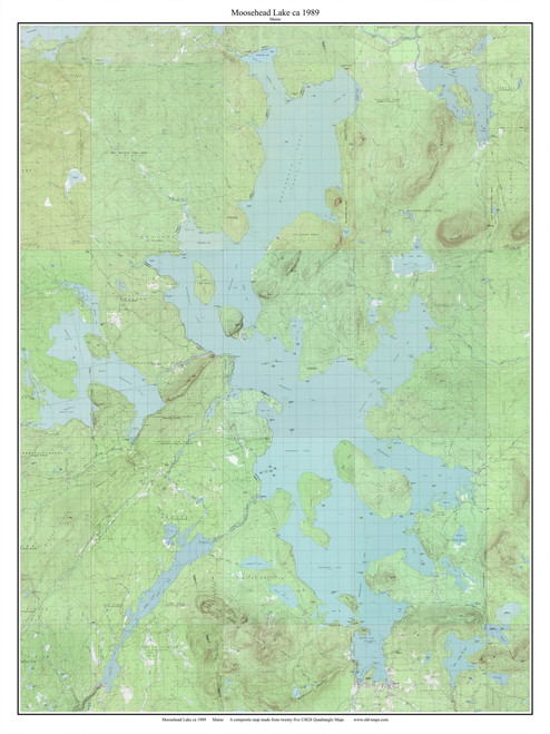 Moosehead Lake 1989 - Custom USGS Old Topo Map - Maine 2 - OLD MAPS