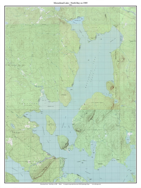 Moosehead Lake North Bay 1989 - Custom USGS Old Topo Map - Maine 2 ...