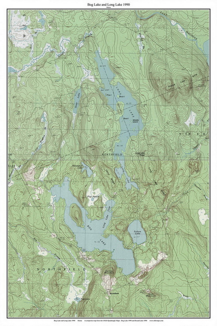 Bog Lake and Long Lake 1990 - Custom USGS Old Topo Map - Maine - Cooper ...