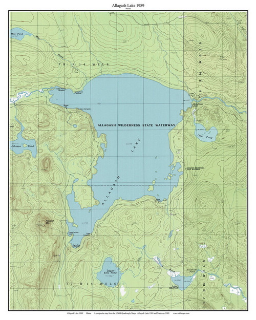 Allagash Lake 1989 - Custom USGS Old Topo Map - Maine - Allagash 2 ...