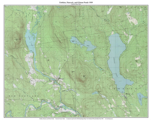 Embden, Hancock, and Gilman Ponds 1989 - Custom USGS Old Topo Map ...