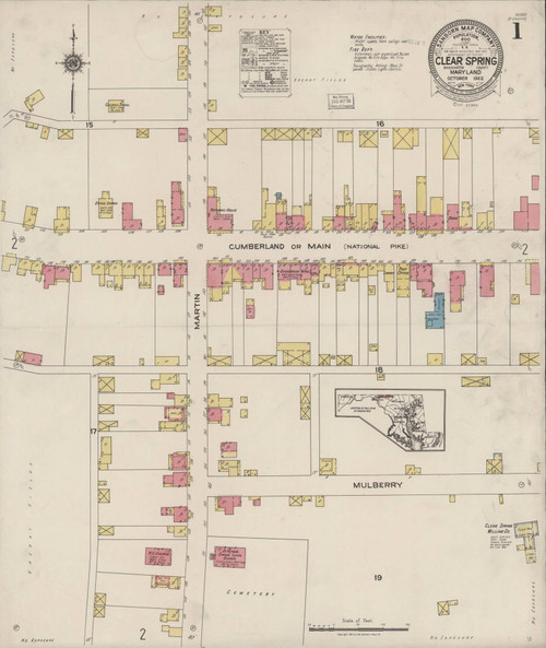 Clear Spring, Maryland 1922 - Old Map Maryland Fire Insurance Index ...
