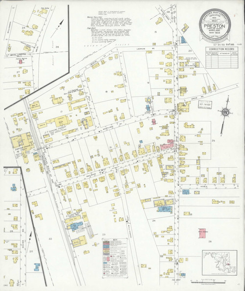 Preston, Maryland 1934 - Old Map Maryland Fire Insurance Index - OLD MAPS