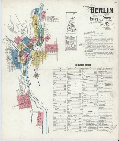 Berlin, New Hampshire 1920 - Old Map New Hampshire Fire Insurance Index ...