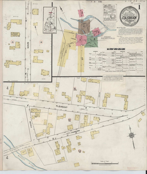 Colebrook, New Hampshire 1945 - Old Map New Hampshire Fire Insurance ...
