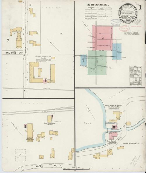 Derry Depot, New Hampshire 1897 - Old Map New Hampshire Fire Insurance ...