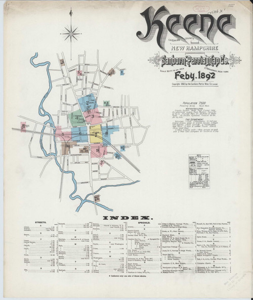 Keene, New Hampshire 1892 - Old Map New Hampshire Fire Insurance Index ...