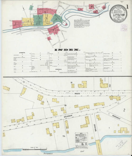 Littleton, New Hampshire 1905 - Old Map New Hampshire Fire Insurance ...