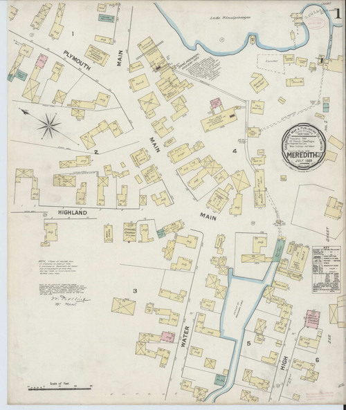 Meredith, New Hampshire 1889 - Old Map New Hampshire Fire Insurance ...