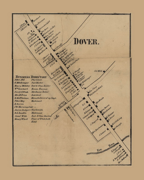 Dover Village, Pennsylvania 1860 Old Town Map Custom Print - York Co ...