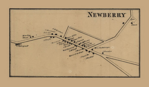 Newberry Village, Pennsylvania 1860 Old Town Map Custom Print - York Co ...