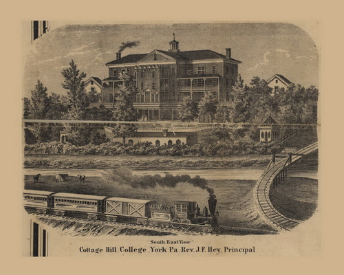 Southeast View of Cottage Hill Cottage, Pennsylvania 1860 Old Town Map ...