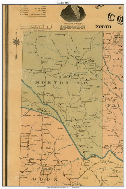 Morton Township, North Carolina 1893 Old Town Map Custom Print ...
