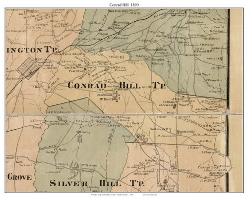 Conrad Hill Township, North Carolina 1890 Old Town Map Custom Print ...