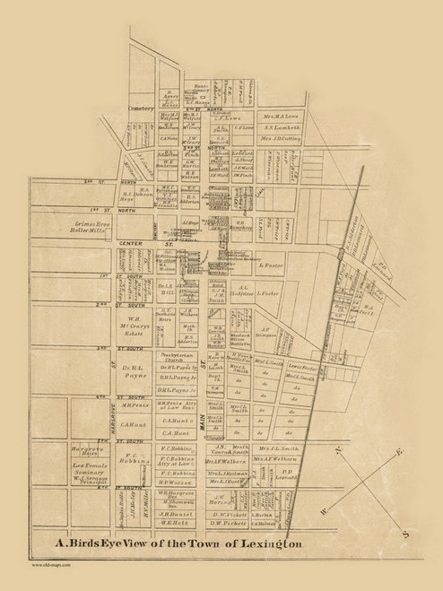 Lexington Village, North Carolina 1890 Old Town Map Custom Print ...