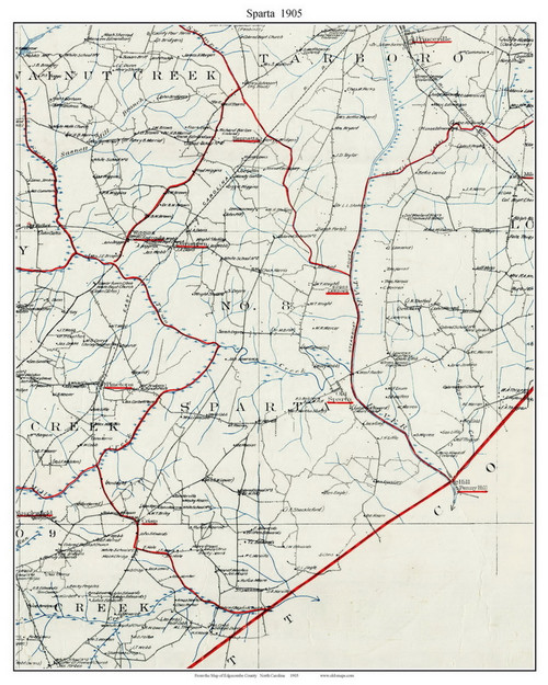 Sparta Township, North Carolina 1905 Old Town Map Custom Print ...