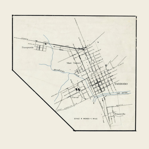 Tarboro Village, North Carolina 1905 Old Town Map Custom Print ...