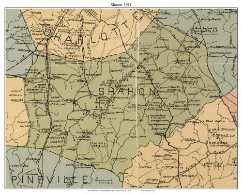 Sharon Township, North Carolina 1911 Old Town Map Custom Print ...