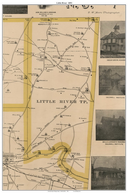 Little River Township, North Carolina 1891 Old Town Map Custom Print ...