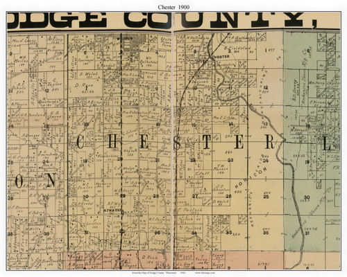 Chester, Wisconsin 1900 Old Town Map Custom Print - Dodge Co. - OLD MAPS