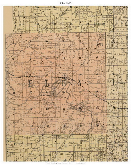 Elba, Wisconsin 1900 Old Town Map Custom Print - Dodge Co. - OLD MAPS
