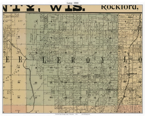 Leroy, Wisconsin 1900 Old Town Map Custom Print - Dodge Co. - OLD MAPS