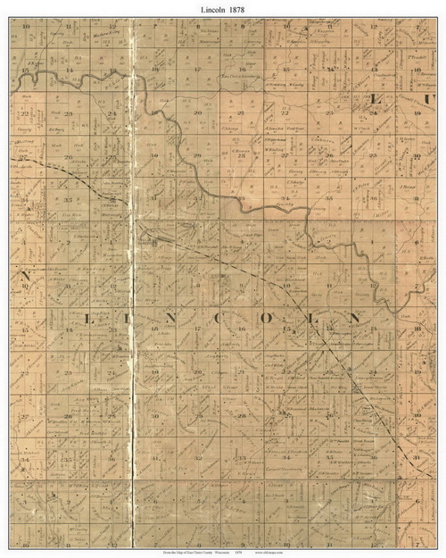 Lincoln, Wisconsin 1878 Old Town Map Custom Print - Eau Claire Co ...