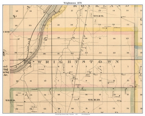 Wrightstown, Wisconsin 1870 Old Town Map Custom Print - Brown Co. - OLD ...