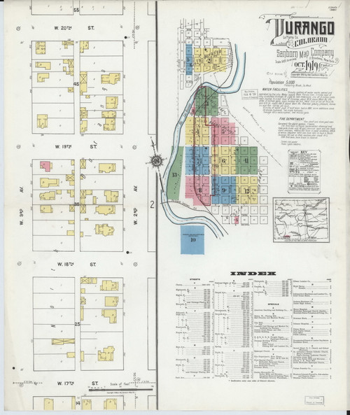 Durango, Colorado 1919 - Old Map Colorado Fire Insurance Index - OLD MAPS