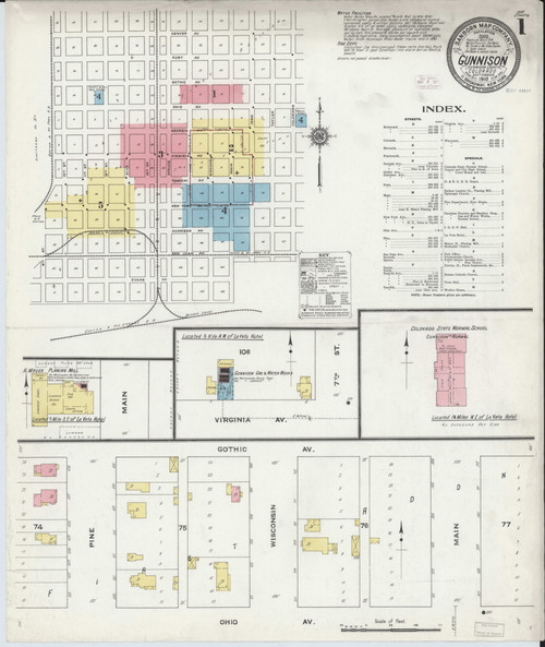 Gunnison, Colorado 1910 - Old Map Colorado Fire Insurance Index - OLD MAPS