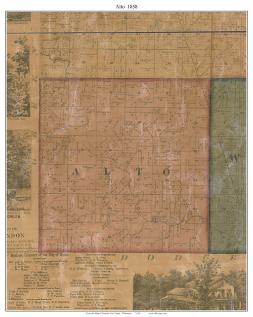 Alto, Wisconsin 1858 Old Town Map Custom Print - Fond du Lac Co. - OLD MAPS