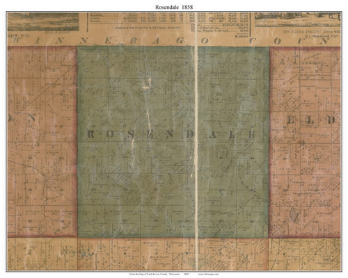 Rosendale, Wisconsin 1858 Old Town Map Custom Print - Fond du Lac Co ...