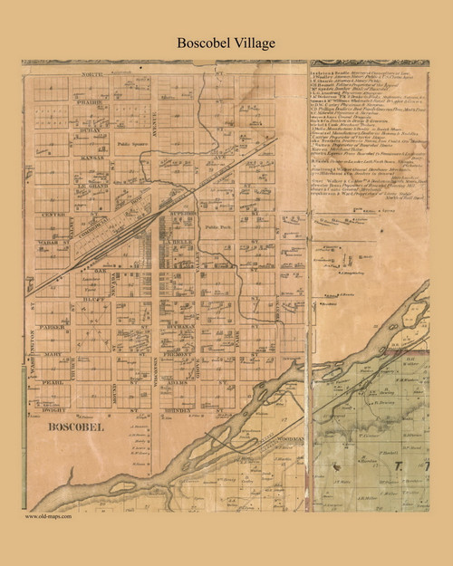 Boscobel Village, Wisconsin 1868 Old Town Map Custom Print - Grant Co ...
