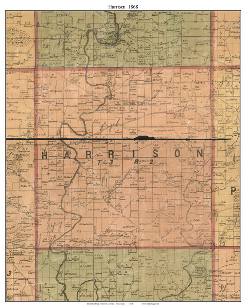 Harrison, Wisconsin 1868 Old Town Map Custom Print - Grant Co. - OLD MAPS