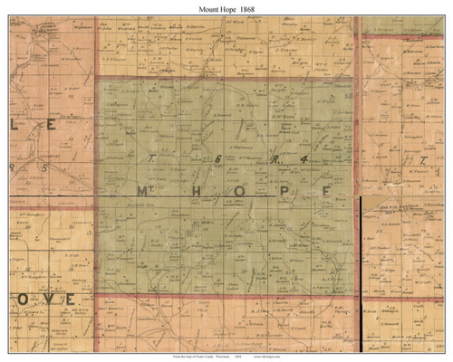Mount Hope, Wisconsin 1868 Old Town Map Custom Print - Grant Co. - OLD MAPS