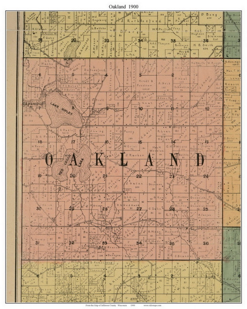 Oakland, Wisconsin 1900 Old Town Map Custom Print - Jefferson Co. - OLD ...