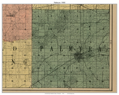 Palmyra, Wisconsin 1900 Old Town Map Custom Print - Jefferson Co. - OLD ...