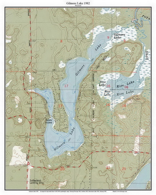 Gilmore Lake 1982 - Custom USGS Old Topo Map - Wisconsin 6 - OLD MAPS