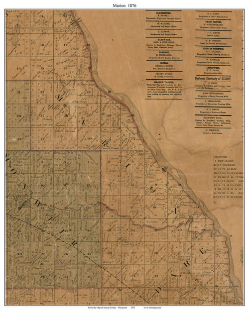 Marion, Wisconsin 1876 Old Town Map Custom Print - Juneau Co. - OLD MAPS