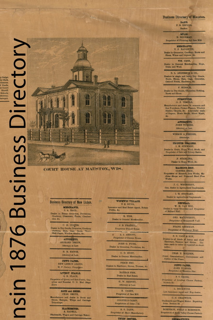 Juneau County Business Directory Part 1, Wisconsin 1876 Old Town Map ...