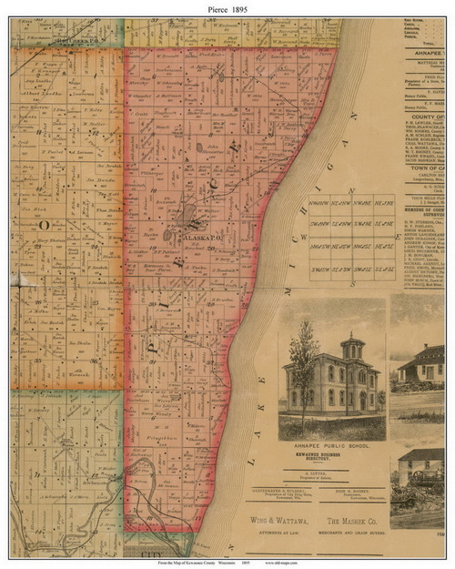 Pierce, Wisconsin 1895 Old Town Map Custom Print - Kewaunee Co. - OLD MAPS