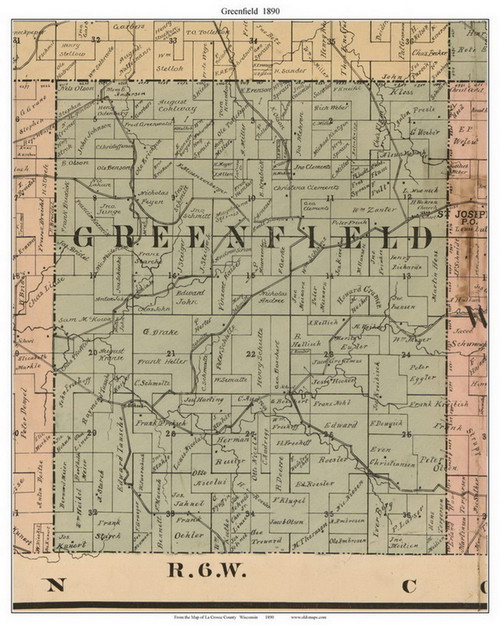 Greenfield, Wisconsin 1890 Old Town Map Custom Print - La Crosse Co ...