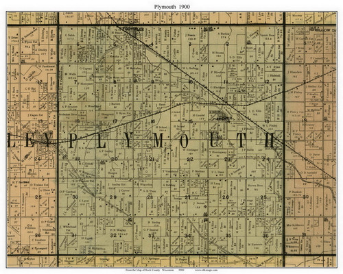 Plymouth, Wisconsin 1900 Old Town Map Custom Print - Rock Co. - OLD MAPS
