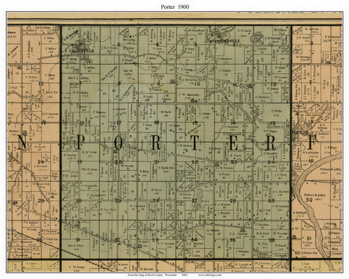 Porter, Wisconsin 1900 Old Town Map Custom Print - Rock Co. - OLD MAPS