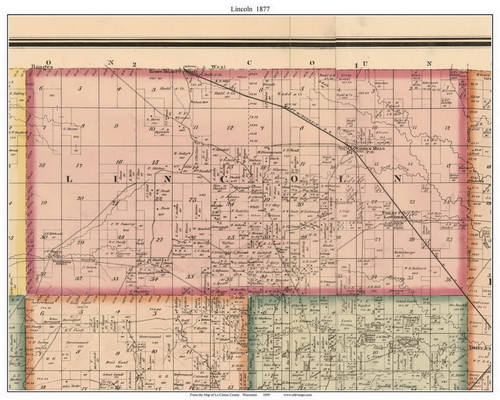 Lincoln, Wisconsin 1877 Old Town Map Custom Print - Monroe Co. - OLD MAPS