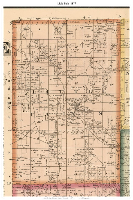 Little Falls, Wisconsin 1877 Old Town Map Custom Print - Monroe Co ...