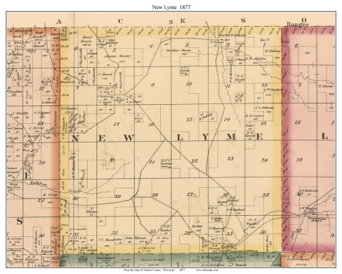 New Lyme, Wisconsin 1877 Old Town Map Custom Print - Monroe Co. - OLD MAPS