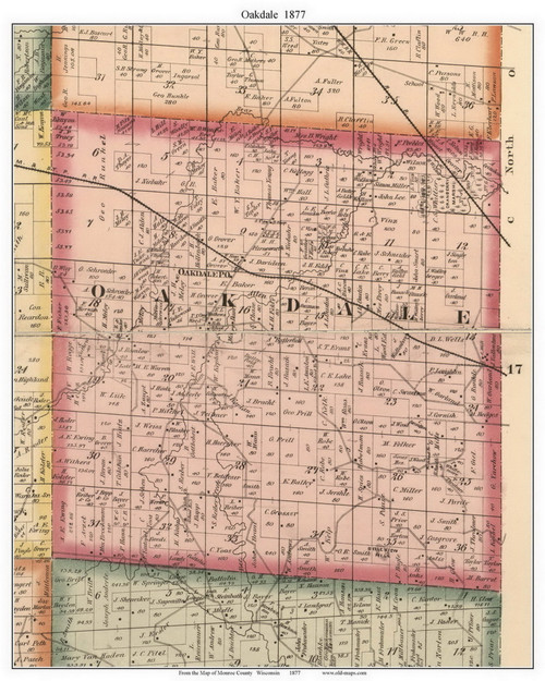 Oakdale, Wisconsin 1877 Old Town Map Custom Print - Monroe Co. - OLD MAPS