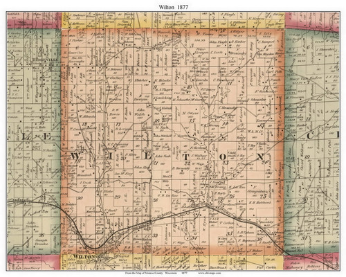 Wilton, Wisconsin 1877 Old Town Map Custom Print - Monroe Co. - OLD MAPS